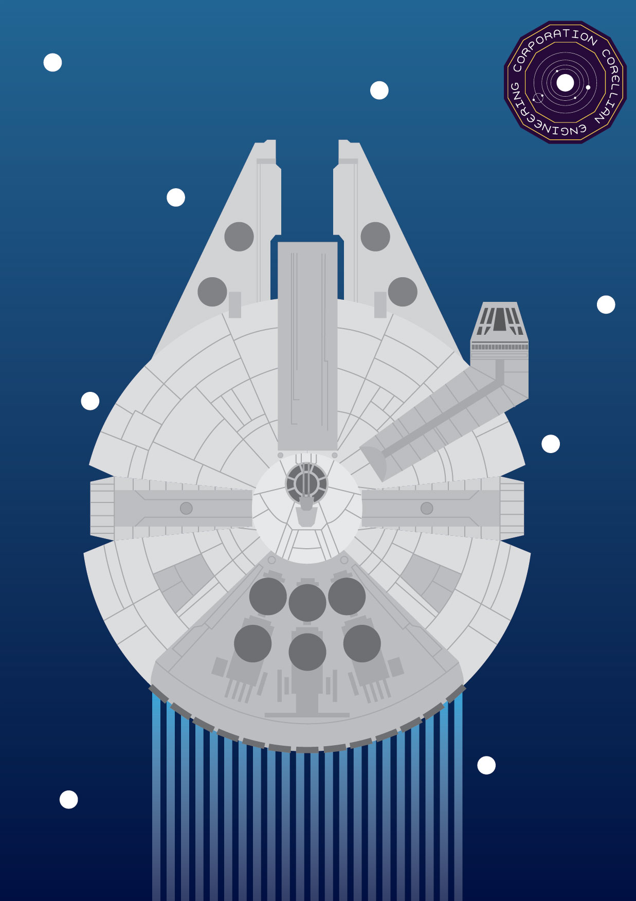 Illustration flat design du YT-1300 | Star Wars - Antoine Tournaire